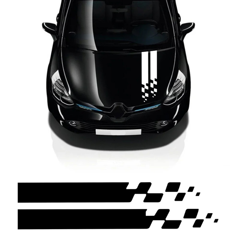 Car Stripes Hood Sticker Racing Bonnet Sport Decal For Renault Megane ...