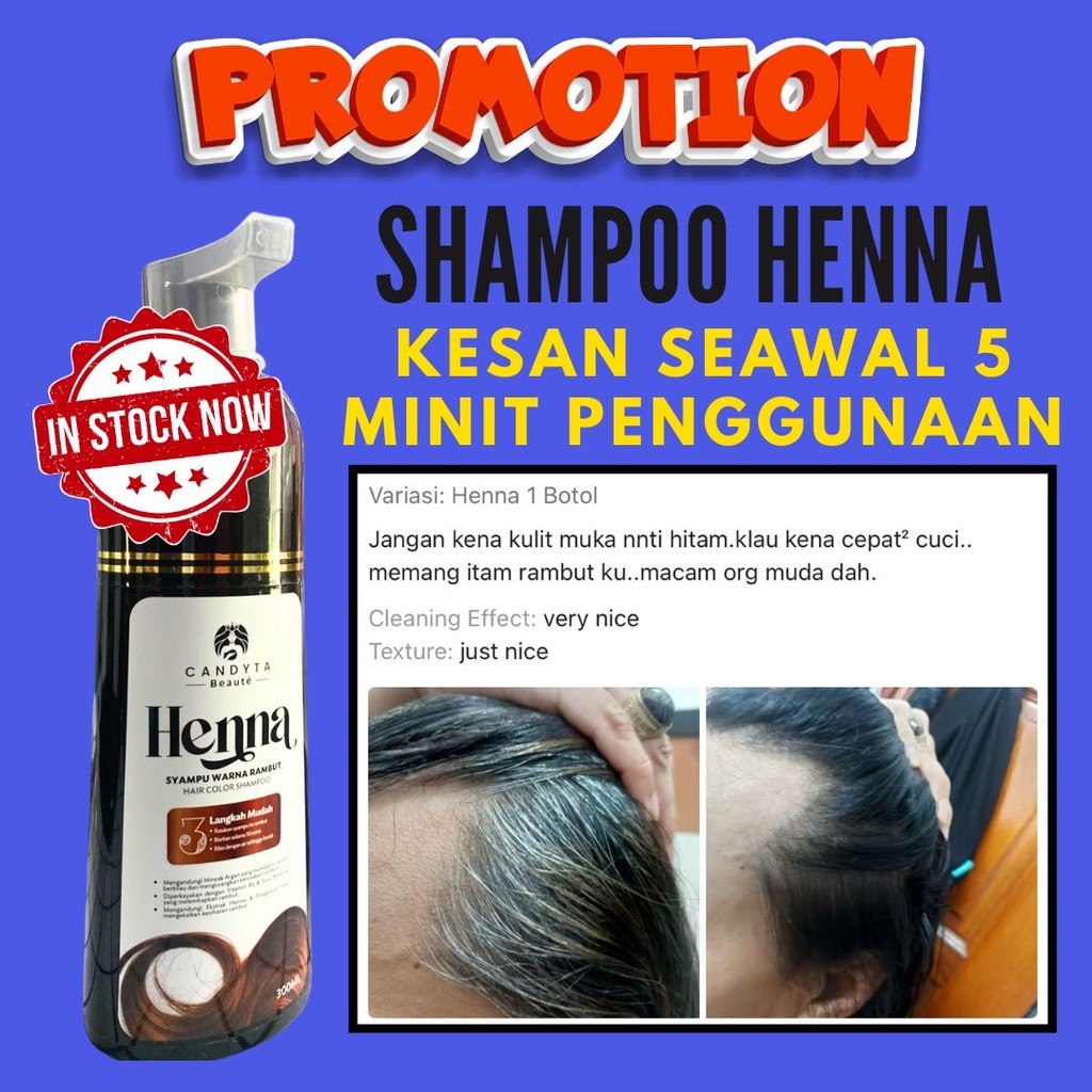 CANDYTA SHAMPOO HENNA ANTI UBAN 300ML | KESAN SEAWAL 10 MINIT | INAI ...