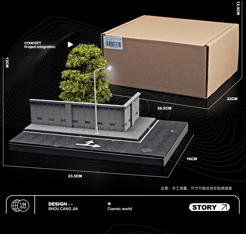 Scene Model 1/64 STREET CORNER SCENE WITH PEROMETER WALL Building ...