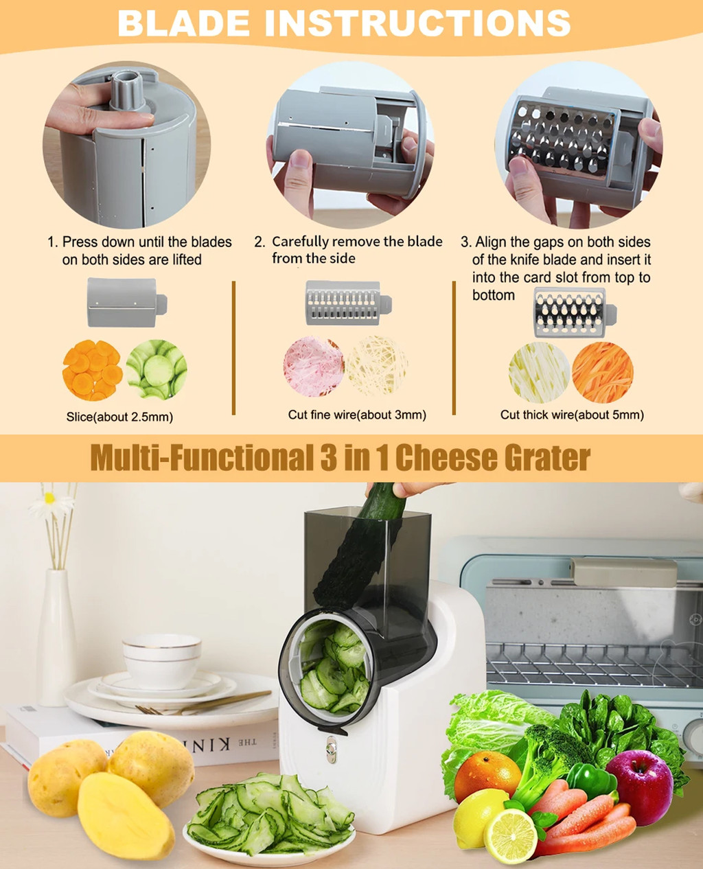 Vegetable Grater Cutter Slicer Shredder Multifunction Veggie Cut ...