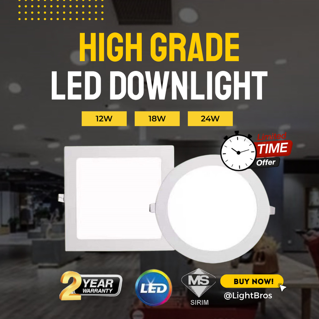 LED DOWNLIGHT 12W/18W/24W 4"/6"/8" ROUND/SQUARE RECESSED LED PANEL ...