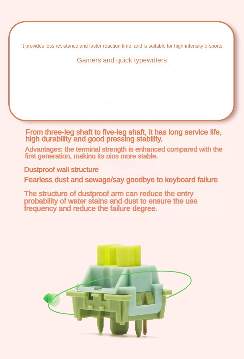 OUTEMU Peach Switch V2 Lime Switch V2 Customization Mechanical Keyboard Hot Swap Switch Dust ...