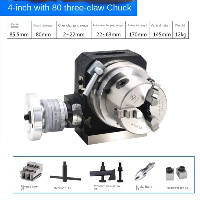 Useful 4 Inches Rotary Table Milling Indexing Head Universal Indexing ...