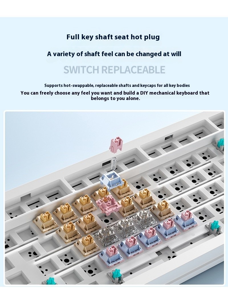 YINDIAO Y95D Transparent Mechanical Keyboard 98 Layout Hot Swap Gasket ...