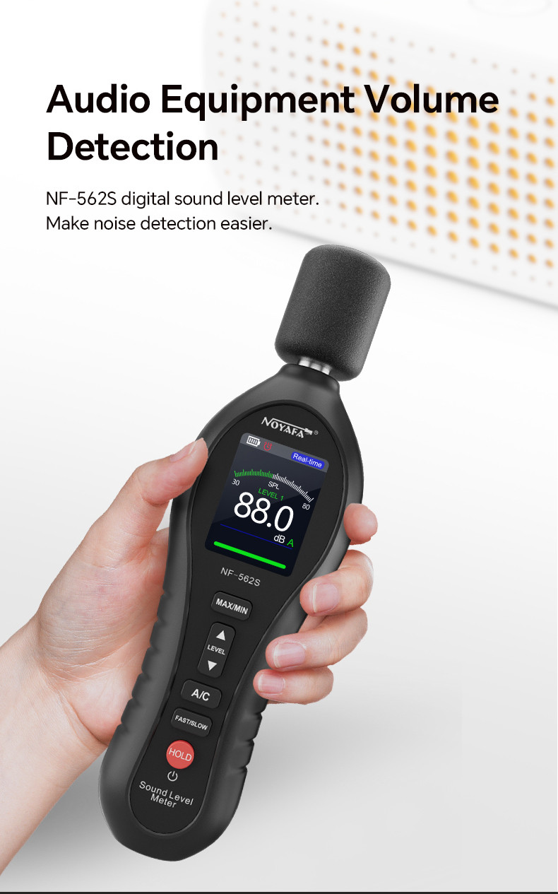 NOYAFA NF-562S Professional Digital Sound Level Meter 30-130dB Decibels High-precision color ...