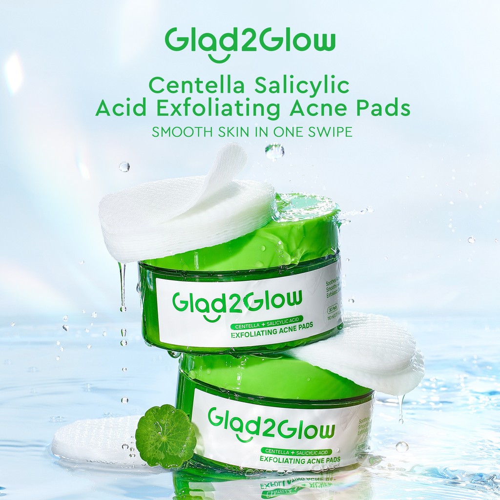 Glad2Glow Centella Salicylic Acid Exfoliating Toner Pad Clear Acne ...