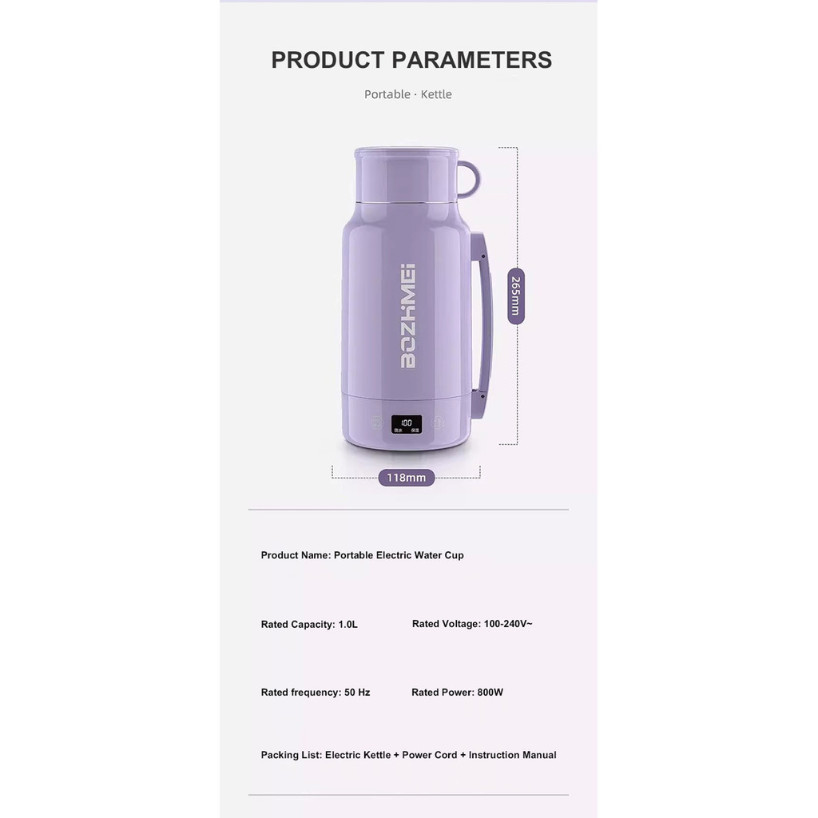 Portable Boiling Water Cup LCD Display Heating 杯 1L 7 Levels Adjustment ...