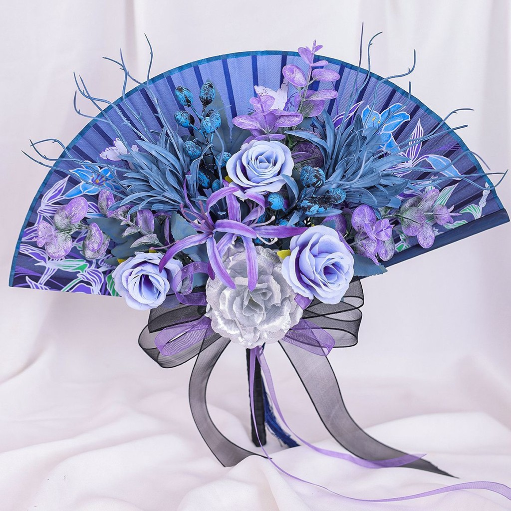 Wind Hairpin Flower Folding Fan Retro Silk Flower Accessories Ancient ...