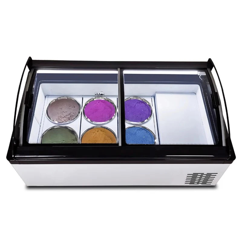 Commercial Refrigerated Ice Cream Display Cabinet 6 Barrel Hard Ice ...