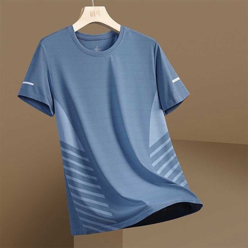 Ice Silk Men's Dri-fit Shirt Fashion Quick-Dry Solid Color Training ...