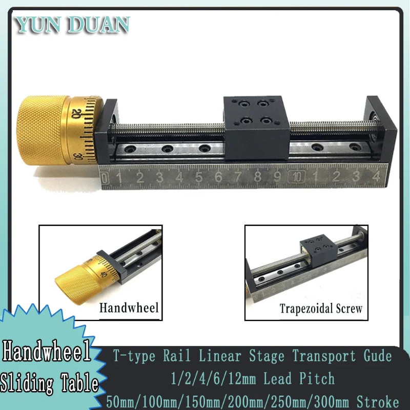 T-type Mini Manual Sliding Table 50~300mm Stroke Linear Actuator 1/2/4 ...