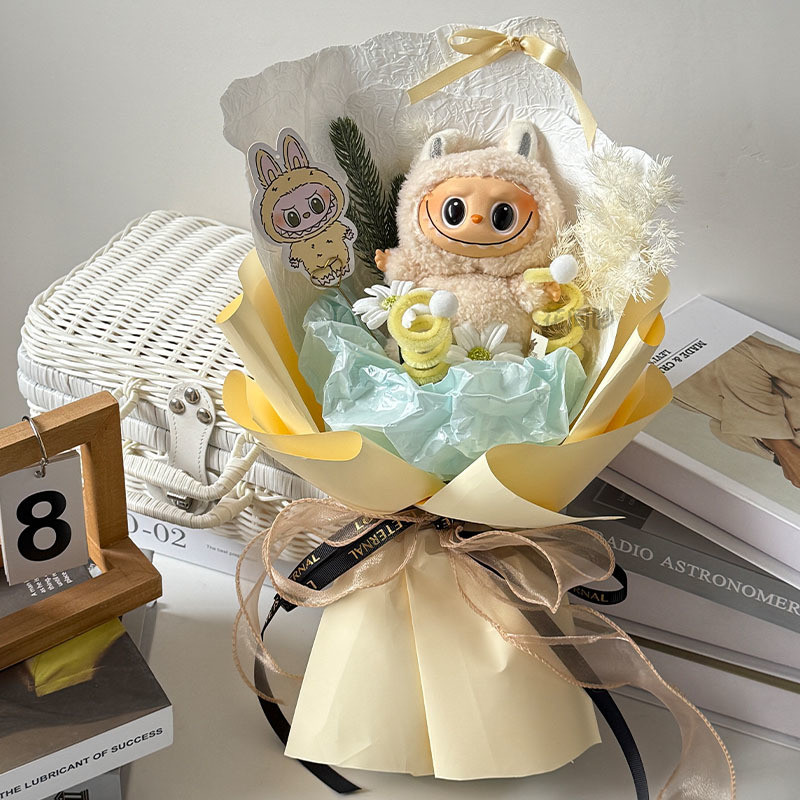 Cartoon labubu Doll Bouquet Graduation Gift Cute labubu Plush Doll ...