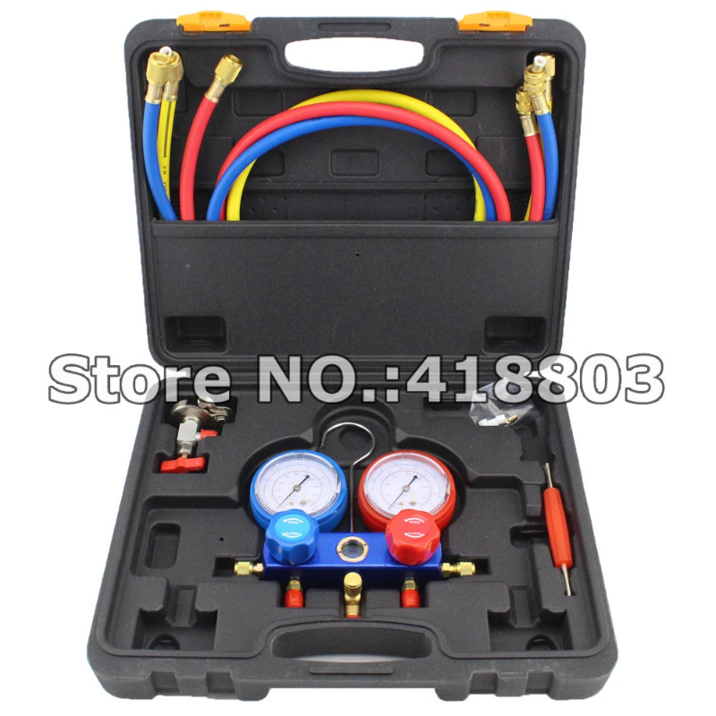 AC Refrigerant R410A Manifold Gauge Set 2 Valve Household A/C Repair ...