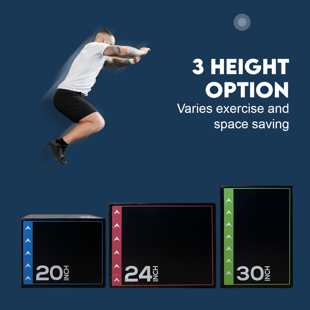 Vigor Fitness Trippel Side Plyometric Soft Foam Velcro Jump Box ...
