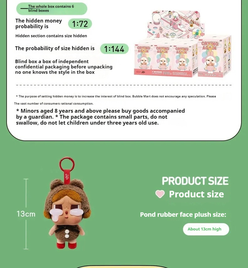 New Arrives Crybaby Crying Again Series Blind Box Doll Toy Animal ...