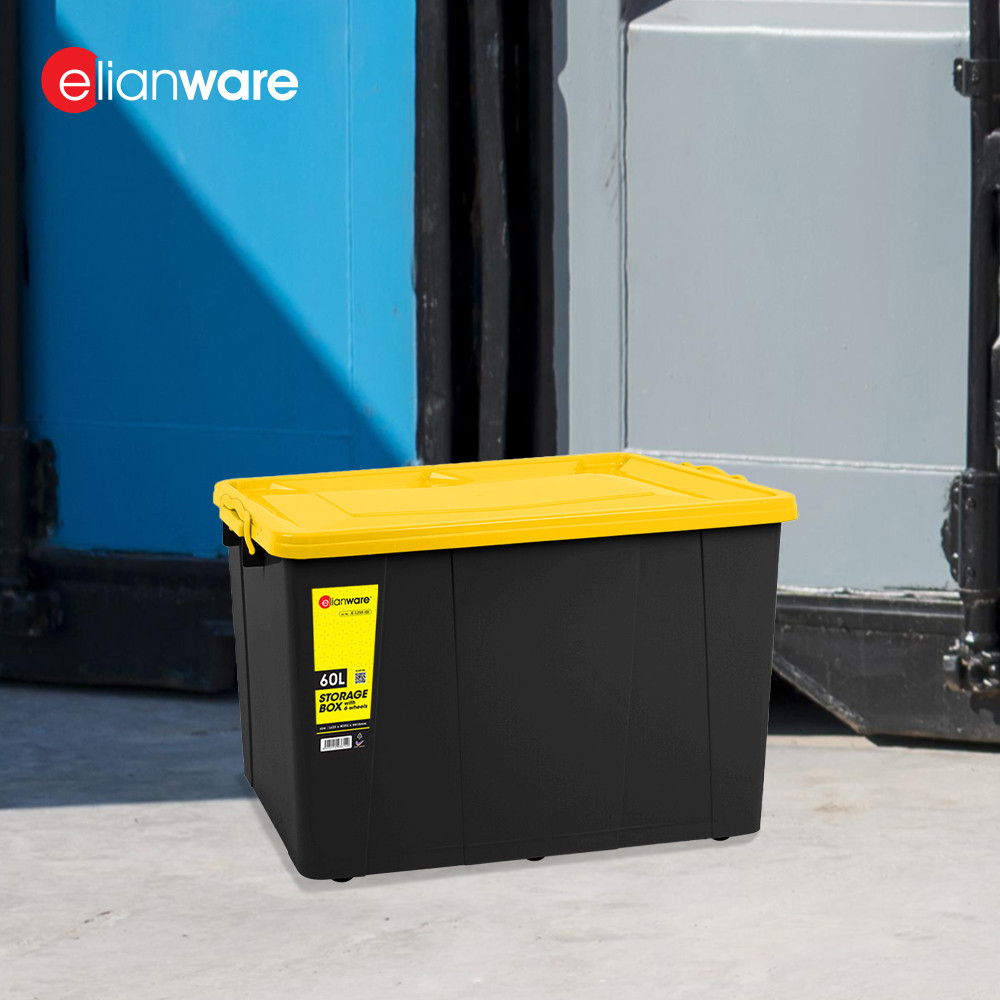 Elianware 20/30/40/50/60L Plastic Storage Box with Wheels Storage ...