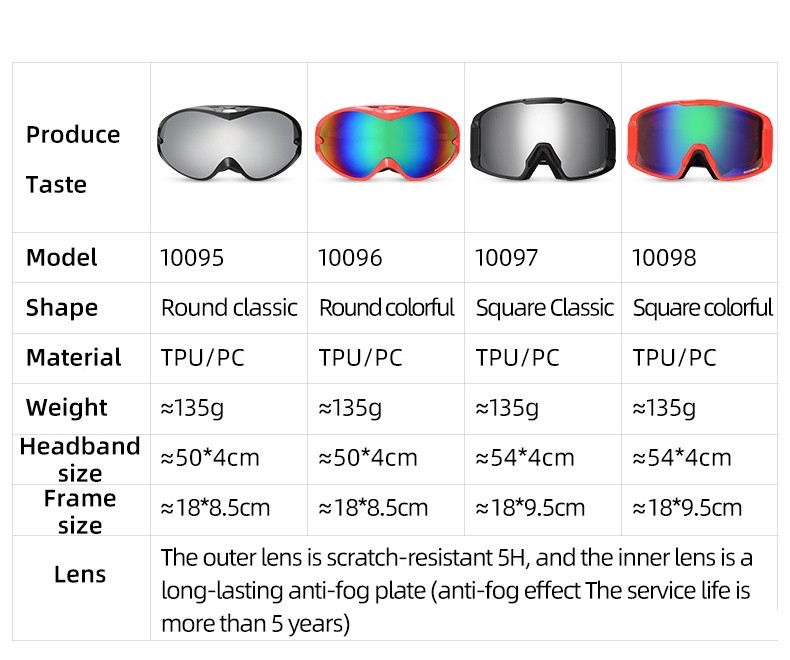 ROCKBROS Ski Goggles Double Layers Anti-Fog Snow Snowboard Eyewear ...