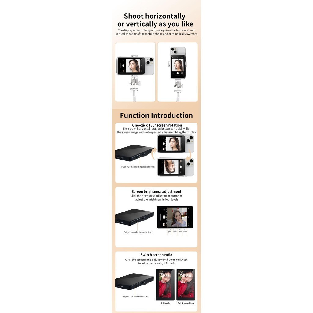 2025 latest hot X40B Vlog Selfie Phone Monitor Screen For Phone Rear ...