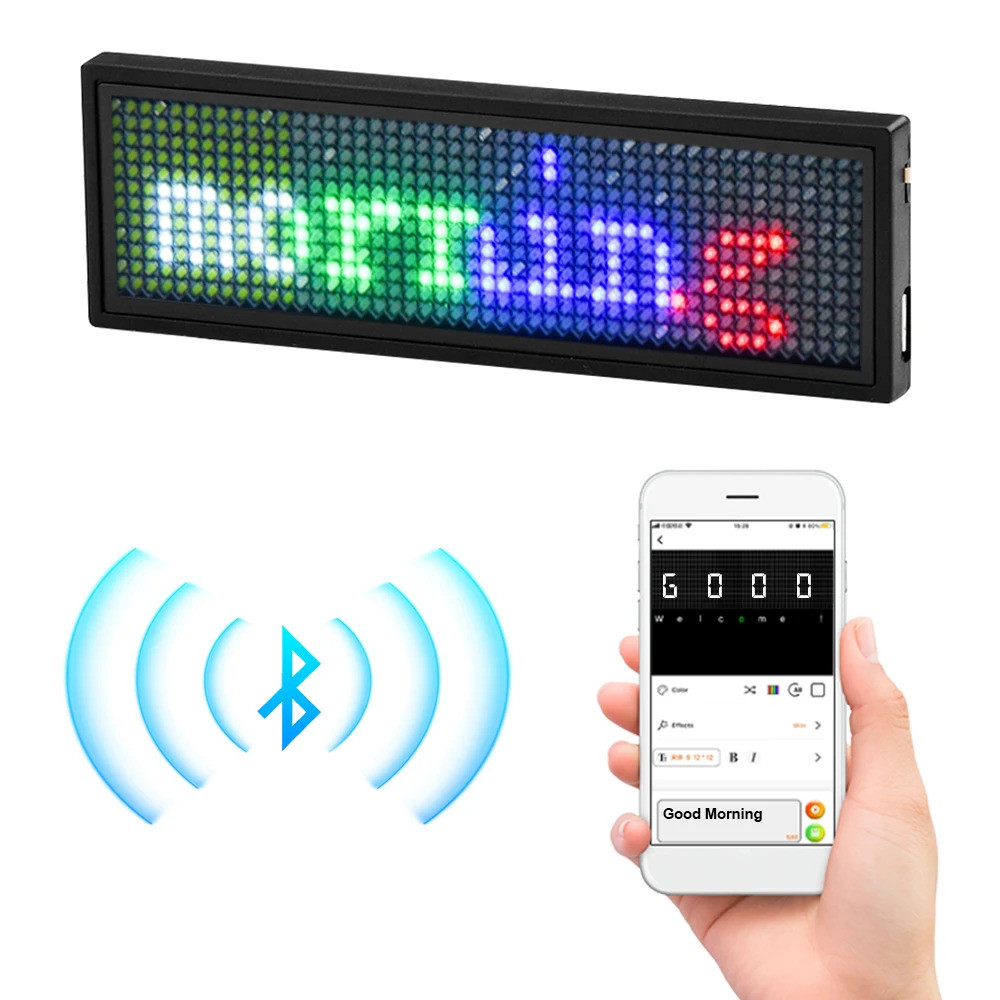 LED Name Badge Multi-color LED Display DIY Programmable Scrolling ...