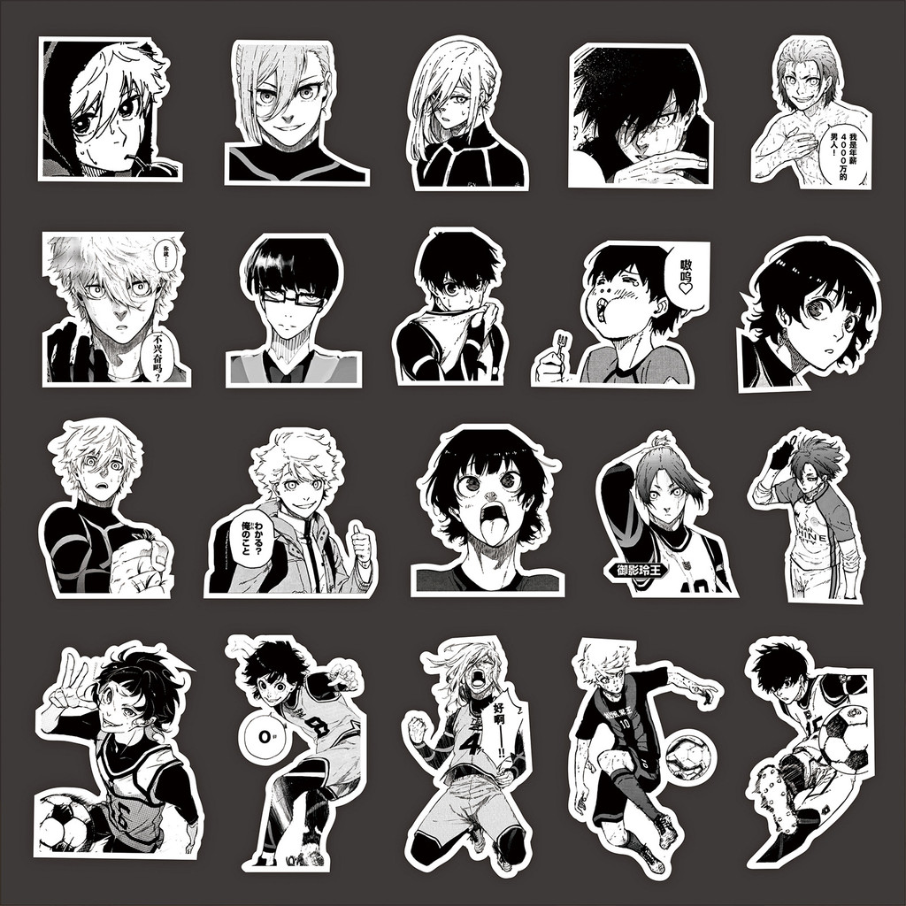 70Pcs Blue Lock Sticker Pack - Yoichi, Bachira & Nagi Black White ...