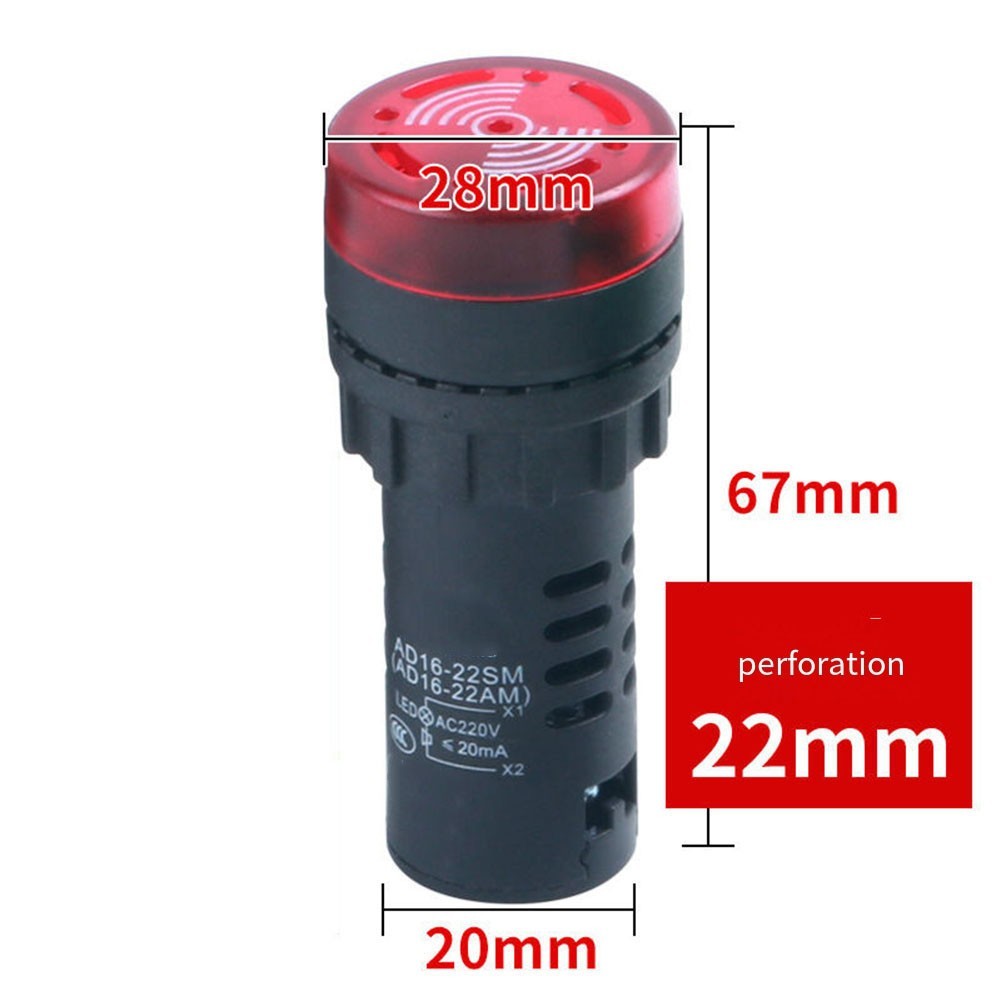 [HME] AD16-22SM sound light alarm AC/DC12V 24V 220V flash buzzer red 22MM signal light | Shopee ...