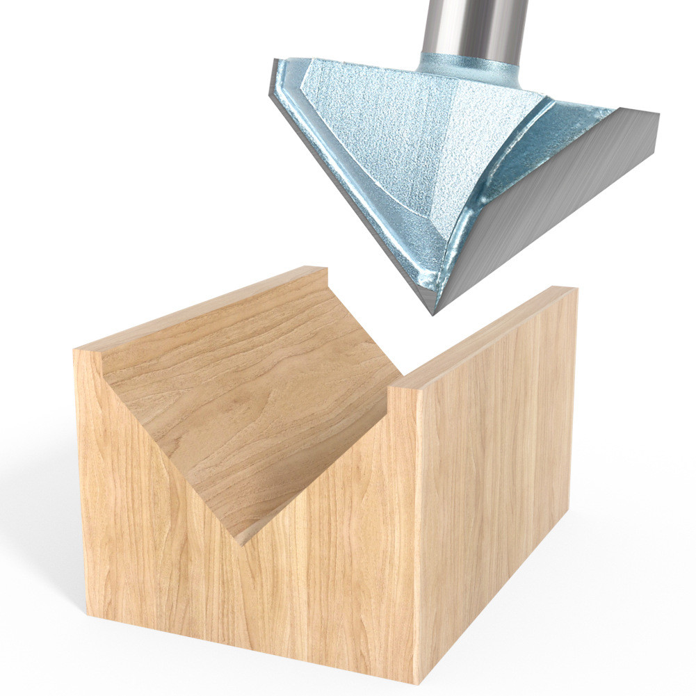 Large 90 Degree V-Groove Router Bit, 12mm Shank V Shape Milling Cutter ...