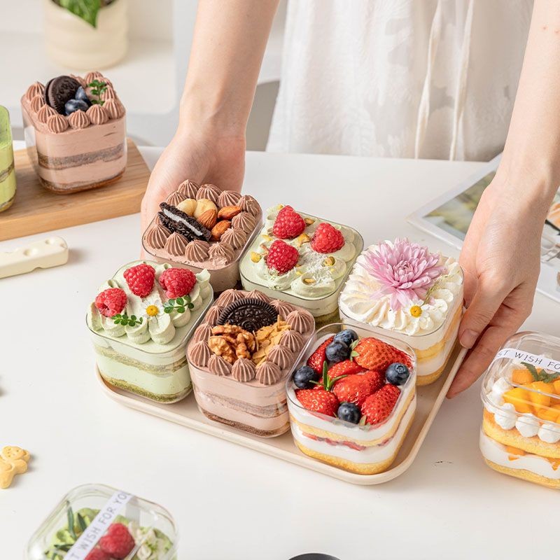 HOT!! Square Mousse Cup Pudding Yogurt Frozen Coconut Cake Disposable ...