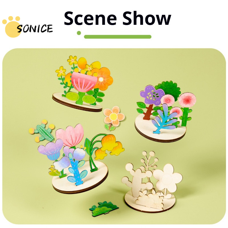 Spring 3D Doodle Flower Decor Kids Art Craft Eco Friendly Wooden DIY ...