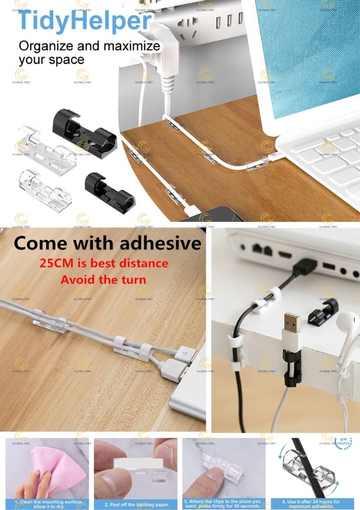20PCS Cable Organizer PC Wire Organizer Phone Cable Clip Kabel Desktop ...