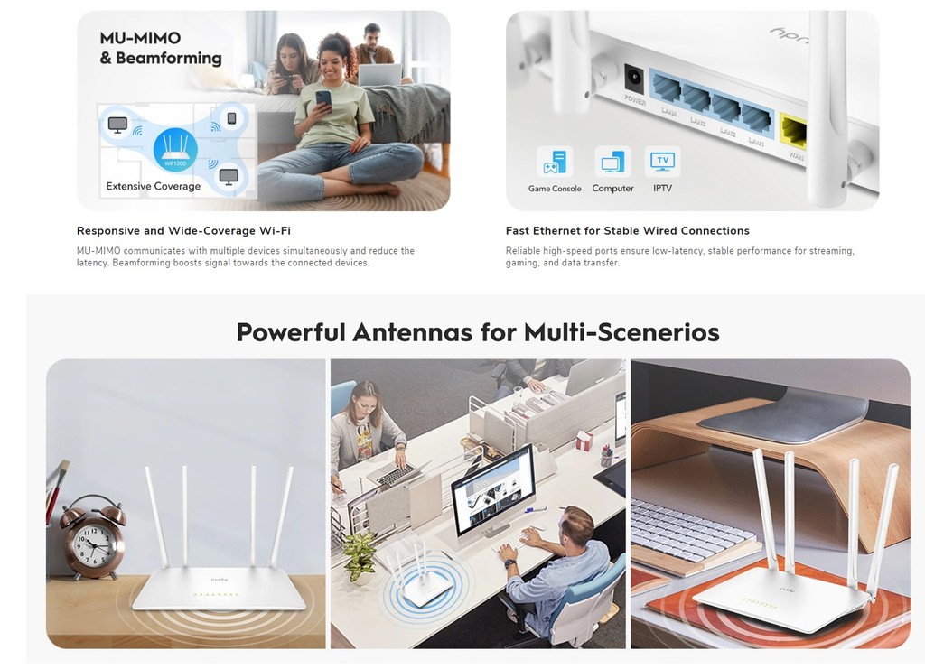 Cudy WR1200 AC1200 Router Wifi 5 Dual Band Mu-Mimo Wireless Gigabit ...