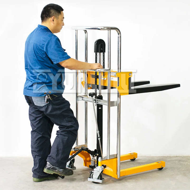 400kg Manual Electric Hydraulic Forklift Lifting Stacker Small Loading and Unloading Truck ...