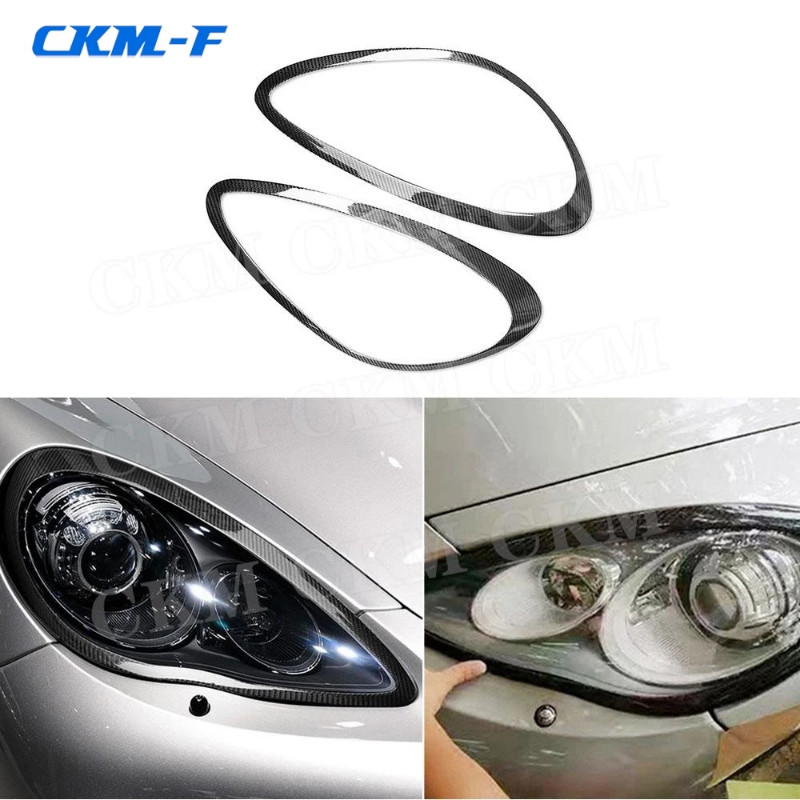 Carbon Fiber Front Bumper Headlight Eyebrow Eyelid Trim Hoods Stickers ...