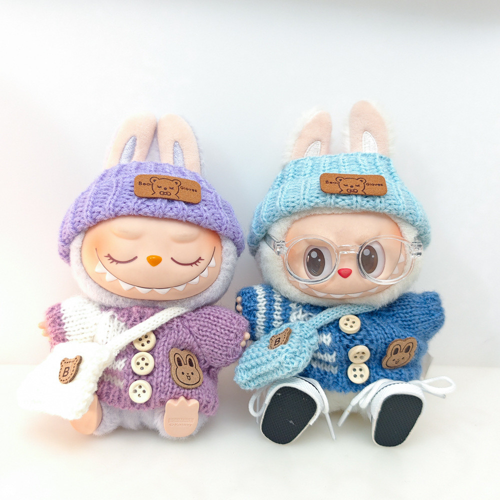 Labubu silicone pendant, Labubu sitting party little rabbit sweater ...