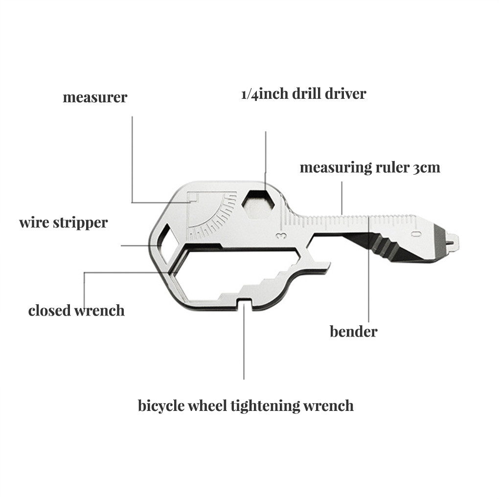 24- in-1 Key Shaped Pocket Tool, multitool key with key chain, Outdoor ...
