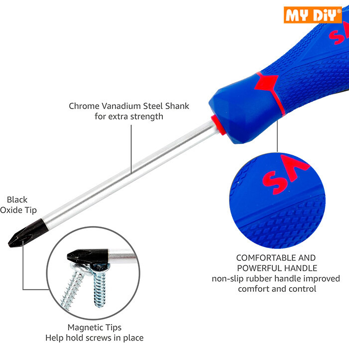 2PCS or 6PCS MAGNETIZED TIP SCREWDRIVER PHILLIPS AND SLOTTED TIPS ...