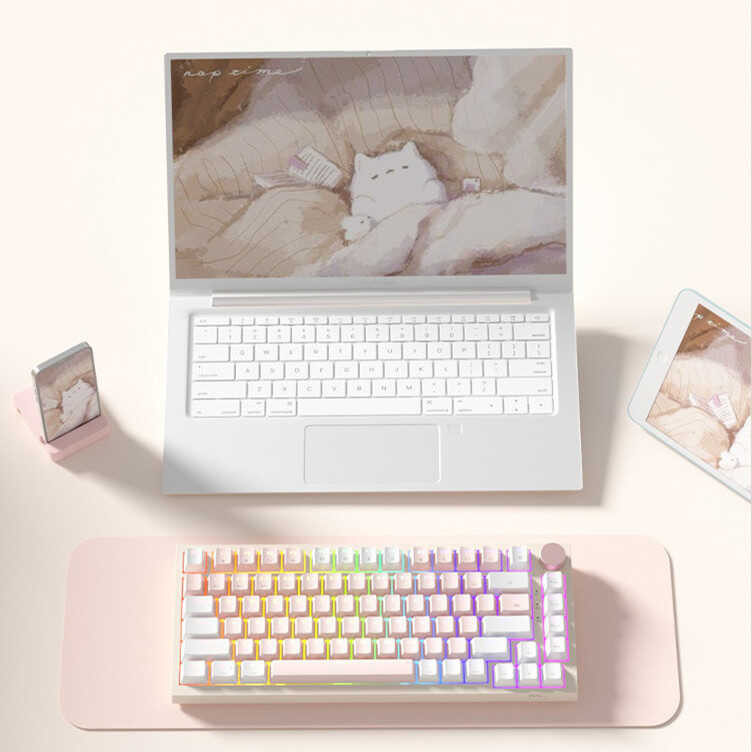 AK82 Mechanical Keyboard 3 Mode Connection RGB Light Effect 82 Key ...