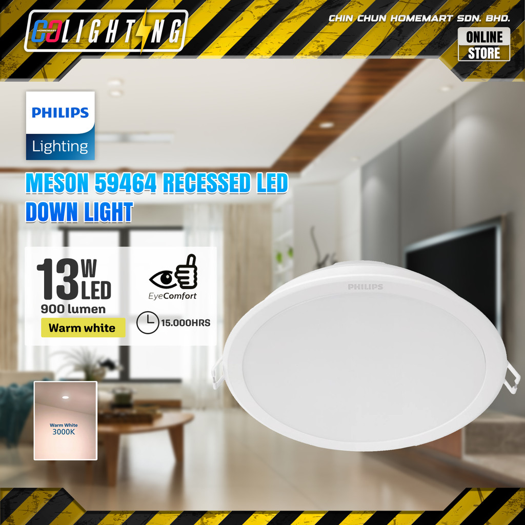 PHILIPS 59464 MESON 900 125 ROUND RECESSED LED [13W] MENTOL LED ...