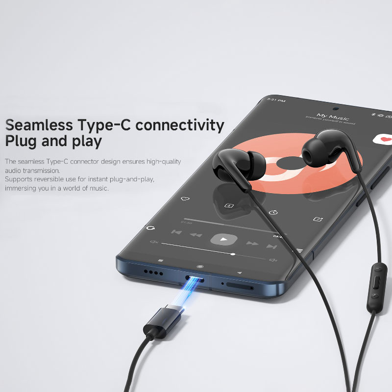 USB Type C Wired Earphones For Xiaomi Earbud With HD Microphone IP54 ...
