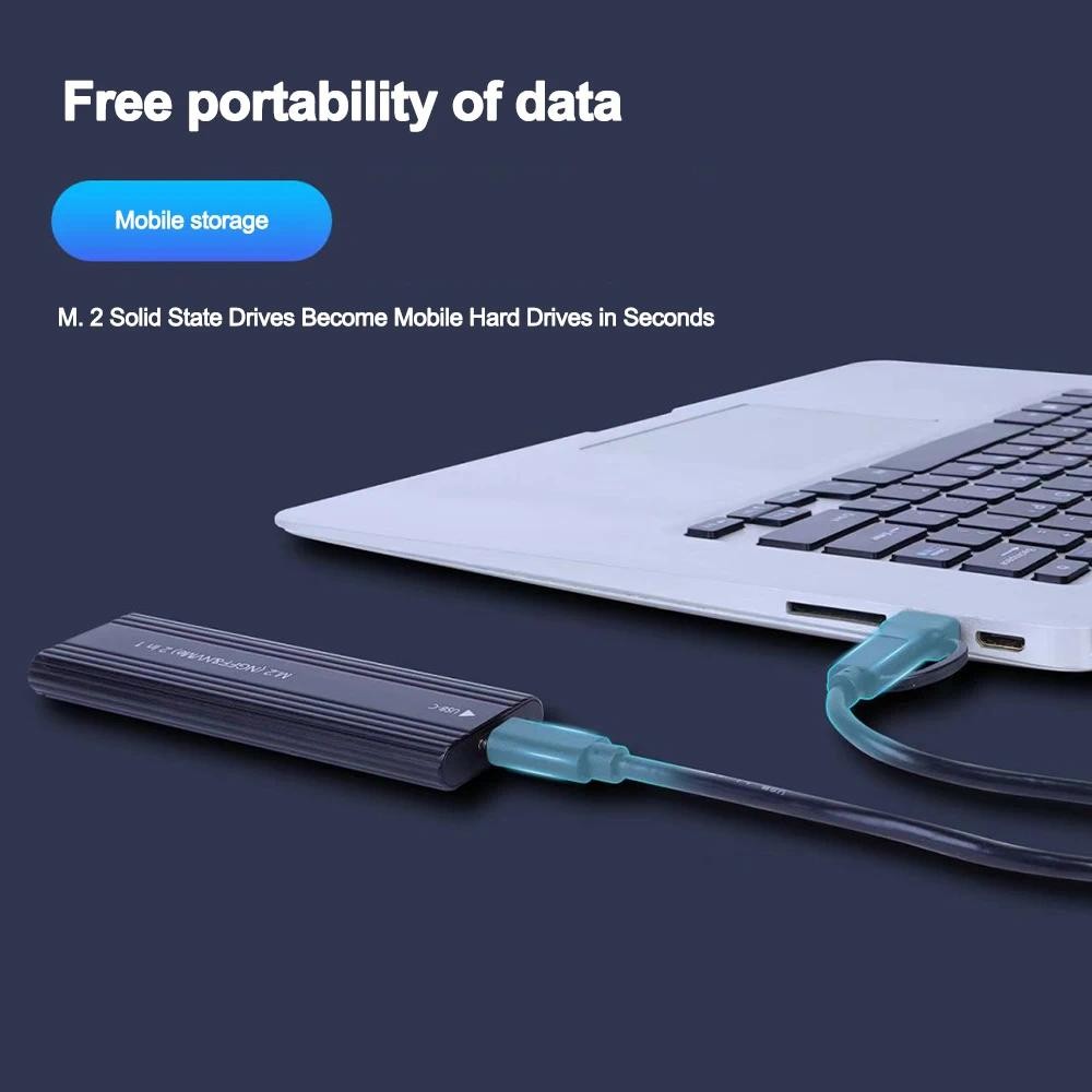 10Gbps NVME M.2 Solid State Drive External Enclosure 2230/2242/2260/2280 M.2 to USB C 10Gbps SSD ...