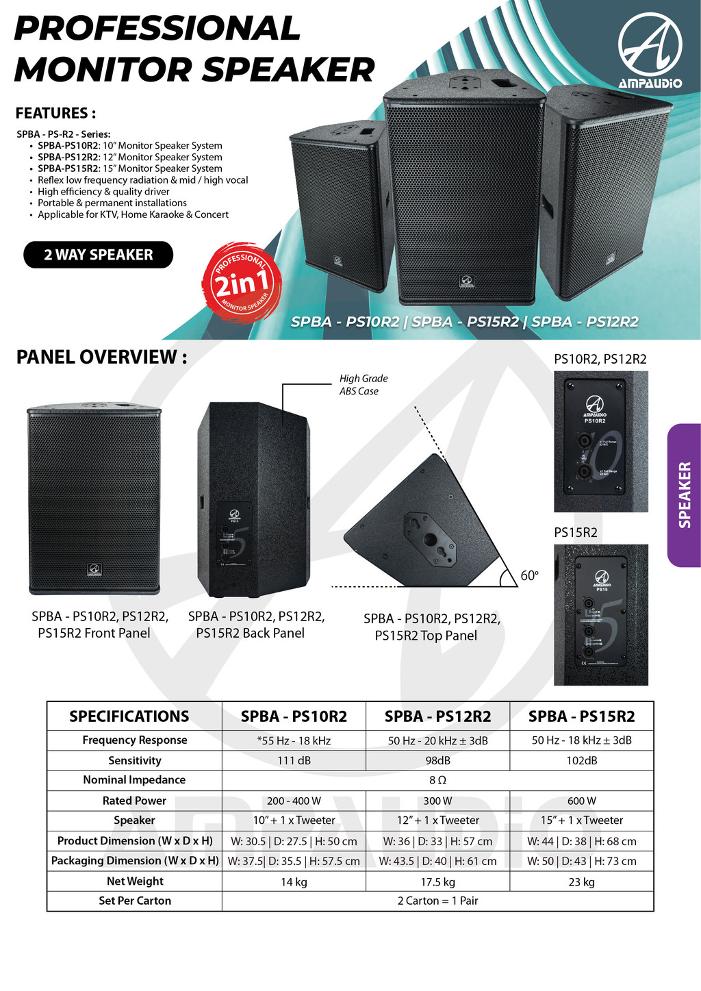 AmpAudio 10 Inch Speaker PA System Speaker PA System Outdoor Monitor ...