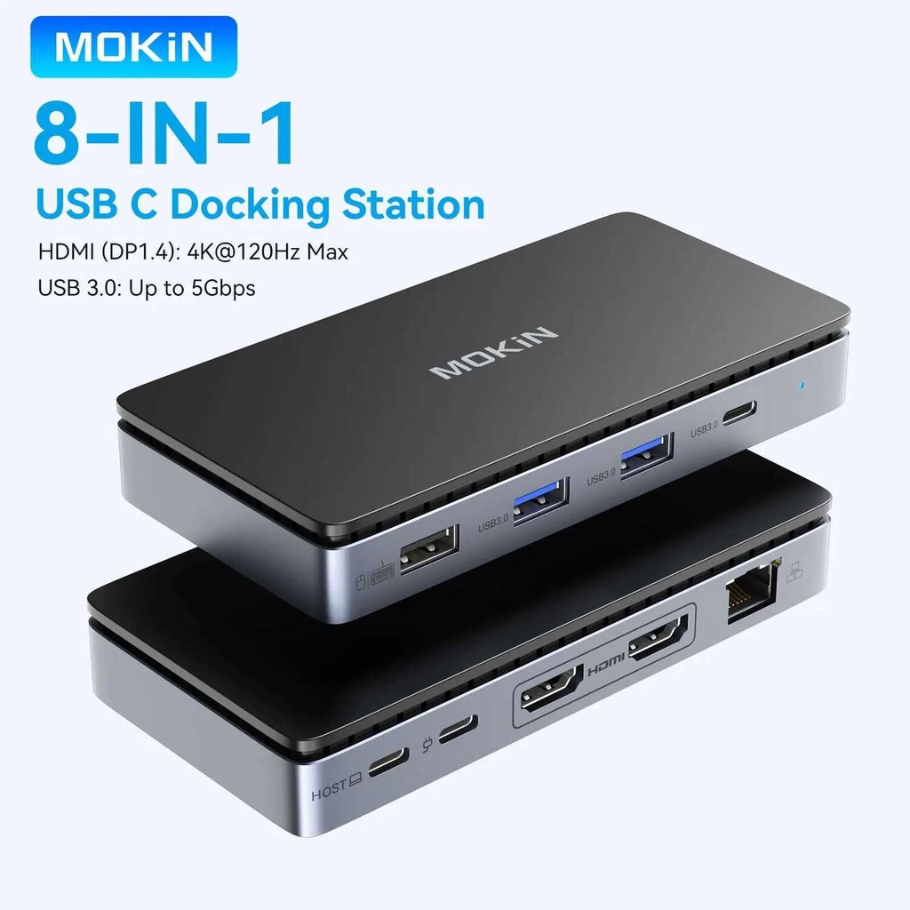 MOKiN USB C Docking Station 8 in 1 Dual HDMI 4K 60Hz Laptop Dock with ...