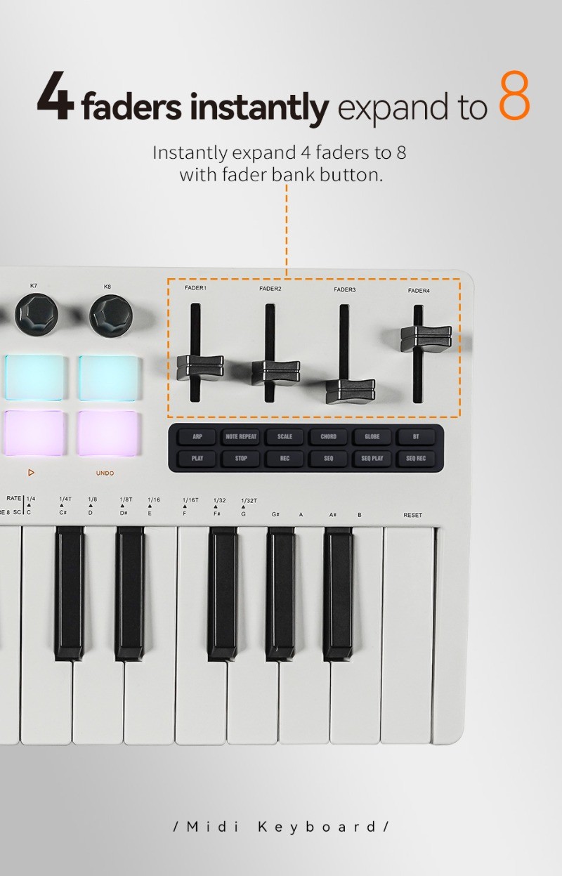 M-VAVE SMK-37 PRO Keyboard 37 Key 3.5mm MIDI 16 RGB Drum Padswith Sound ...