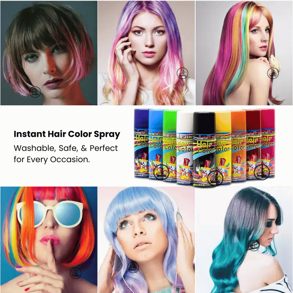 Leilu Hair Colour Spray 125ml Black Colour Hair Spray Temporary Hair ...