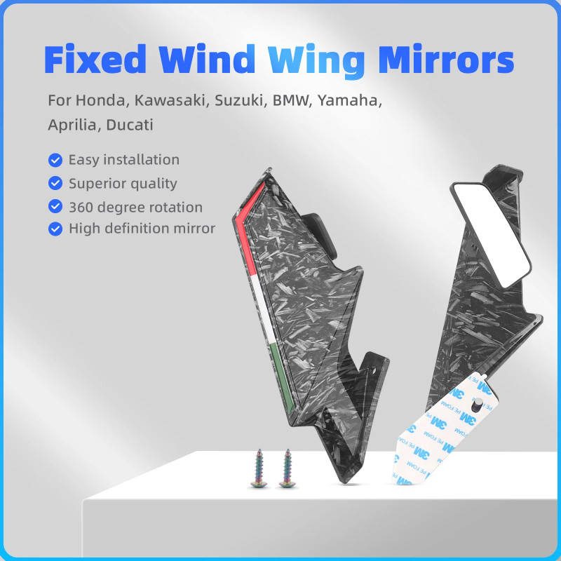 For Kawasaki ZX6R Winglets Front Fairing Racing Spoiler Ninja 400 650 ...