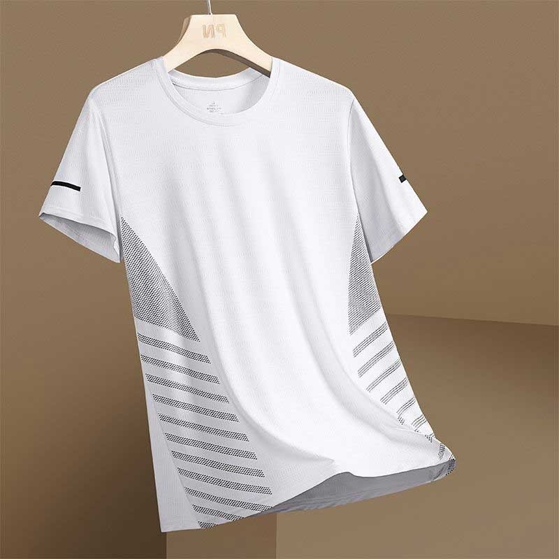 Ice Silk Men's Dri-fit Shirt Fashion Quick-Dry Solid Color Training ...