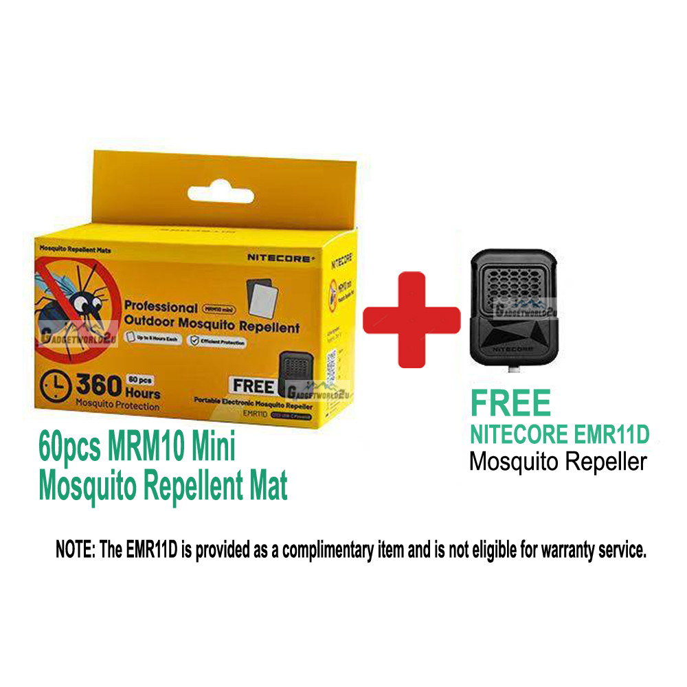 Nitecore MRM10 mini Mosquito Repellent Mats (60pcs/box) + FREE EMR11D ...