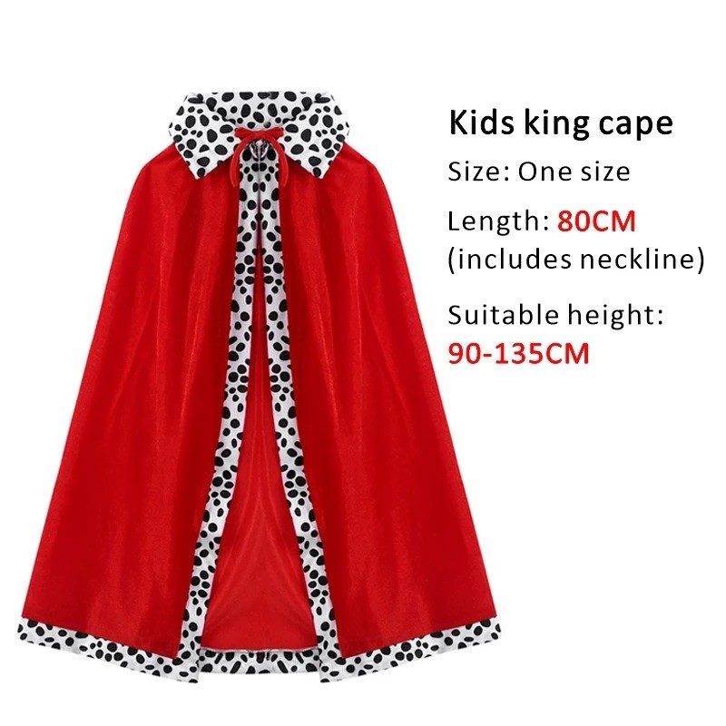 Halloween Adult King Red Cloak Costume Kids King Prince Robe Crown ...