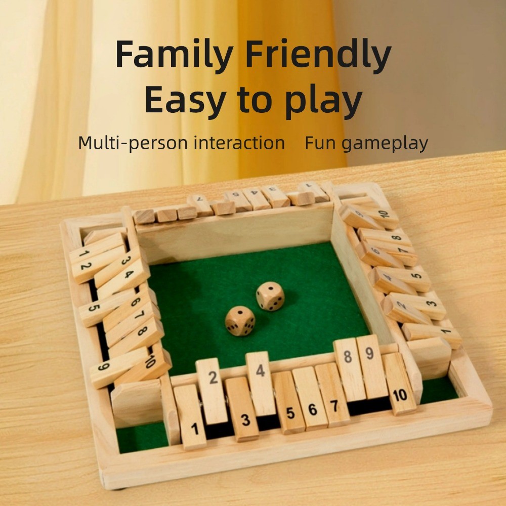 Shut The Box Game Board Games for Kids Family Large Wooden 2-4 Players ...