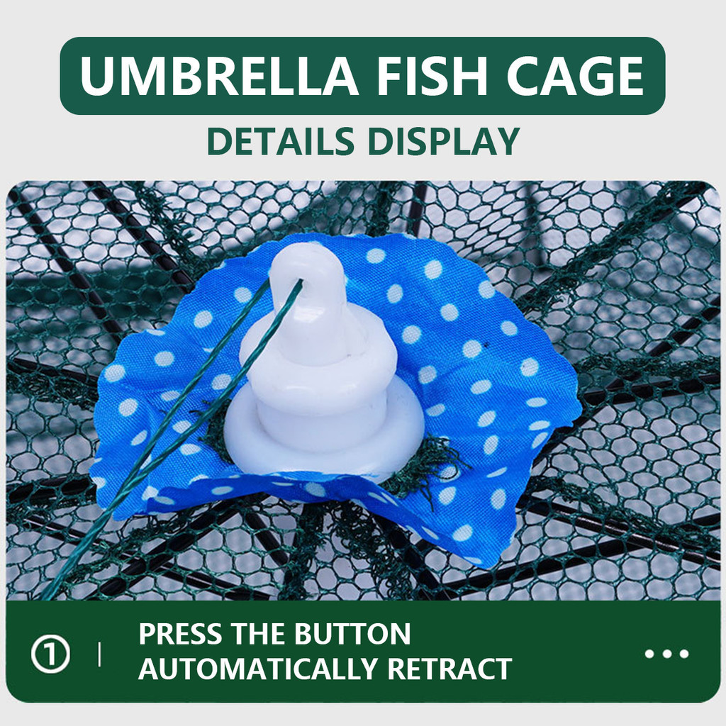 6 Holes Fold Cast Net Cage BuBu Payung Jala Jaring ikan udang Nylon ...