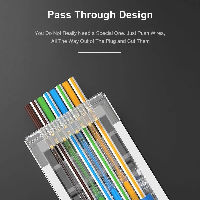 ZoeRax CAT6a Cat6 CAT5e RJ45 Pass through Connector UTP Unshielded Modular Plug 8P8C 30μ Gold ...